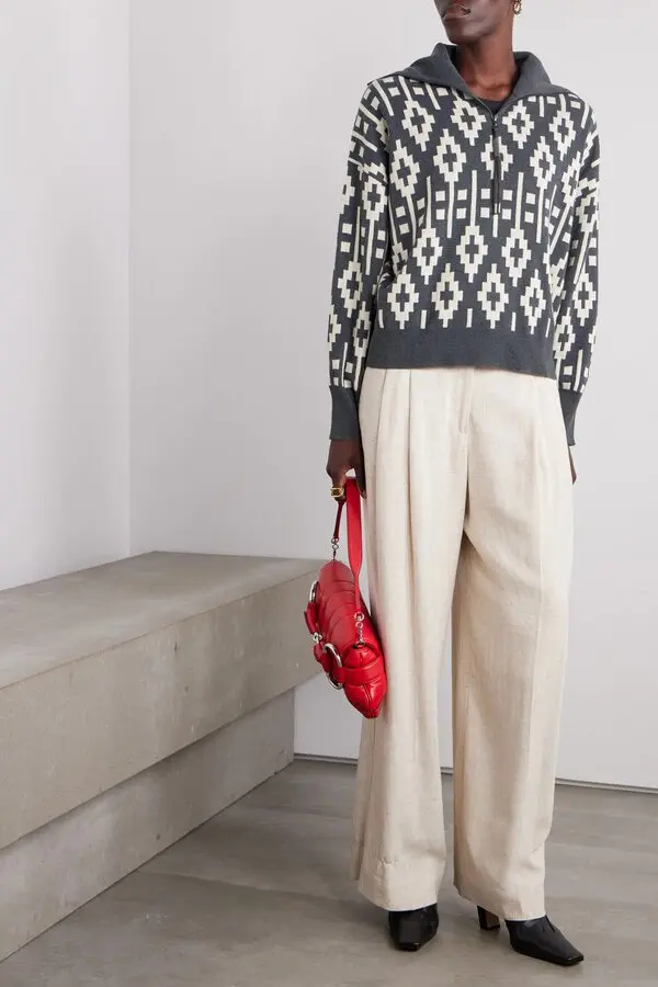 Brunello Cucinelli Wool, Cashmere, And Silk-blend Jacquard Sweater
