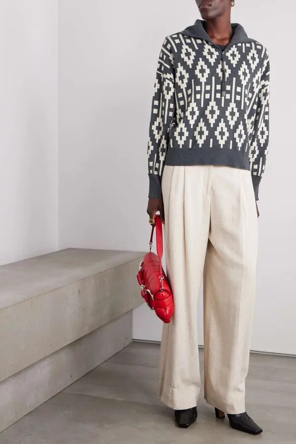 Brunello Cucinelli Wool, Cashmere, And Silk-blend Jacquard Sweater
