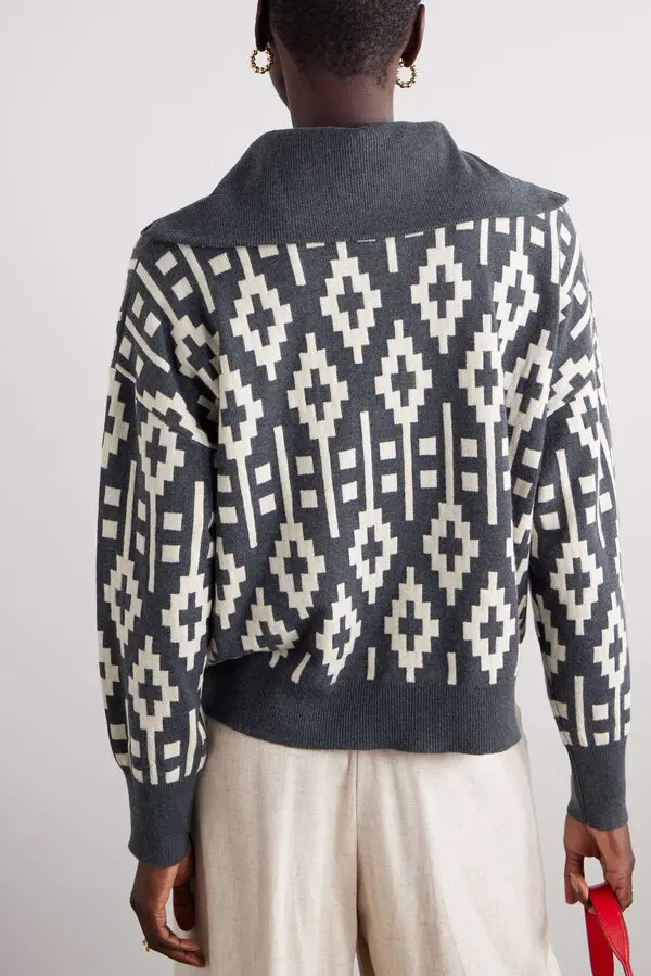 Brunello Cucinelli Wool, Cashmere, And Silk-blend Jacquard Sweater