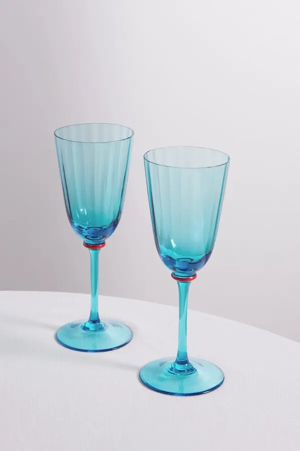 La DoubleJ Set Of Two Murano Glass Wine Glasses - Blue