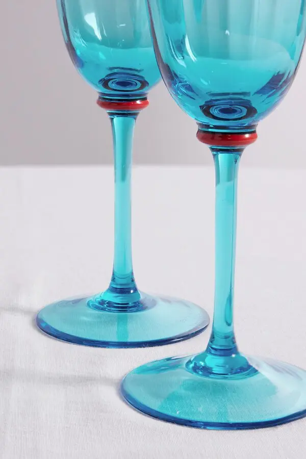 La DoubleJ Set Of Two Murano Glass Wine Glasses - Blue