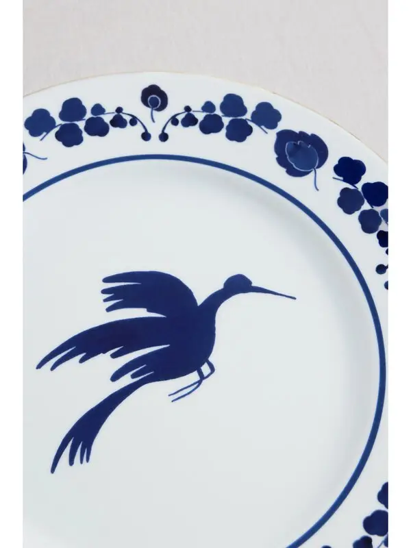 La DoubleJ 31cm Gold-plated Painted Porcelain Charger Plate - Blue