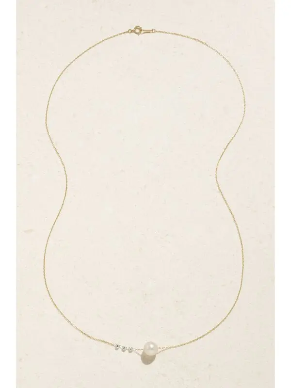 Mizuki 14-karat Pearl And Diamond Necklace
