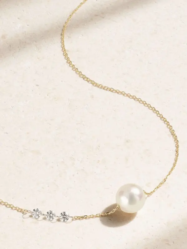 Mizuki 14-karat Pearl And Diamond Necklace