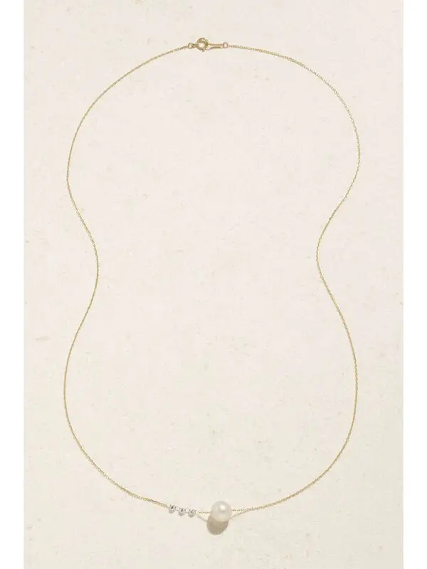 Mizuki 14-karat Pearl And Diamond Necklace