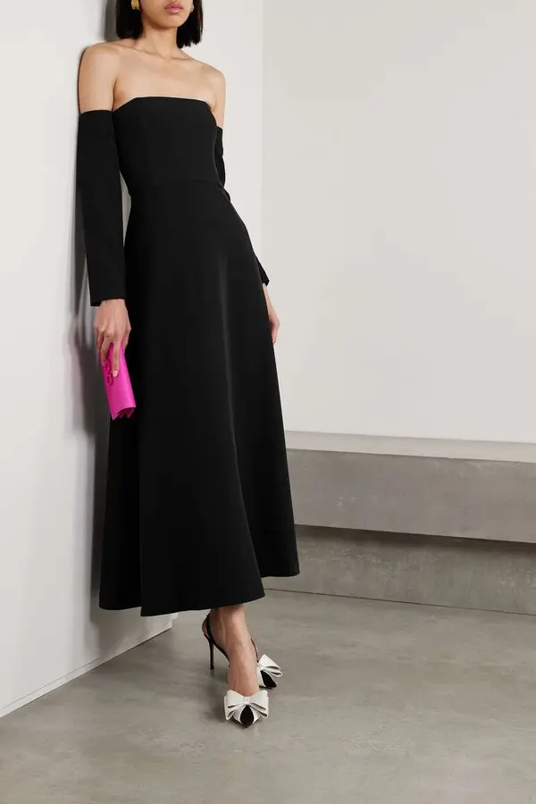 bernadette dress black Bernadette Black tulle-panelling satin maxi dress (Final Sale), L / Black