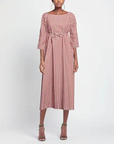 ROSÉ A POIS Midi Dress Rust Cotton