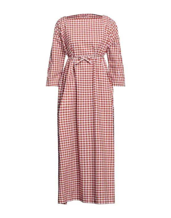 ROSÉ A POIS Midi Dress Rust Cotton