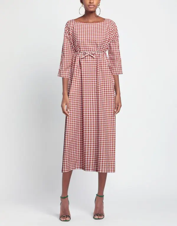 ROSÉ A POIS Midi Dress Rust Cotton