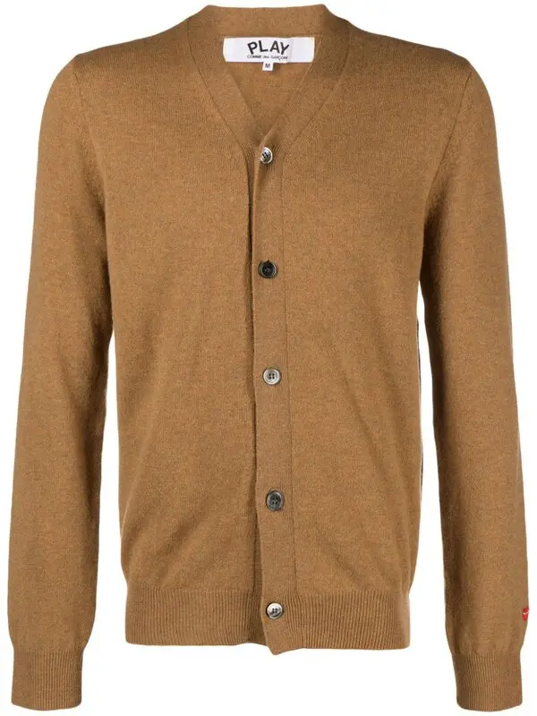Play Comme Des Garcon V-neck Buttoned Cardigan - Brown