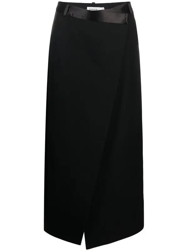Simkhai Satin-belt Wrap Midi Skirt
