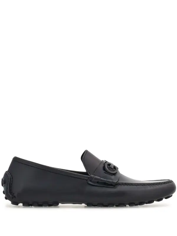 FERRAGAMO Gancini Leather Loafers - Black