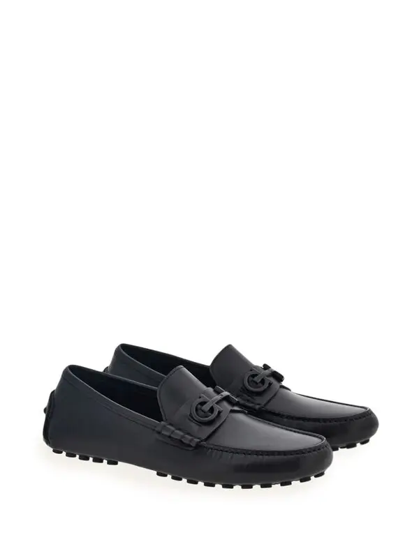 FERRAGAMO Gancini Leather Loafers - Black