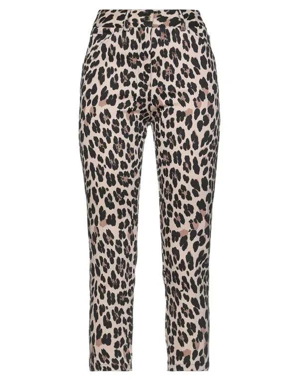 Atos Lombardini Jeans With Leopard Print And Crystal Embellishments - Sand