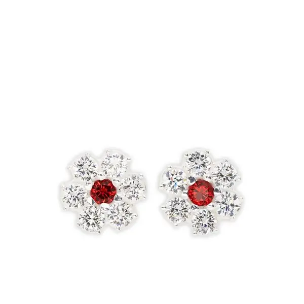 HATTON LABS Sterling Flower Stud Earrings - Silver/red