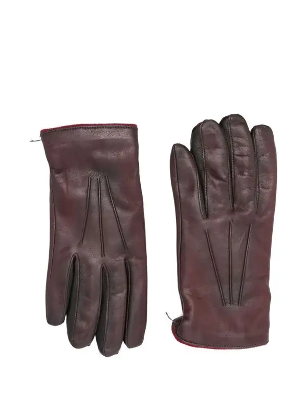 Paul Smith Leather And Wool Gloves - Red