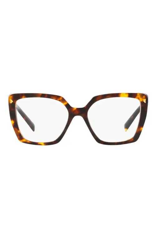 Prada 53mm Square Eyeglasses - Havana Transparent