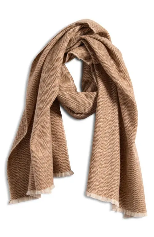 Vince Herringbone Cashmere Fringe Scarf - Walnut