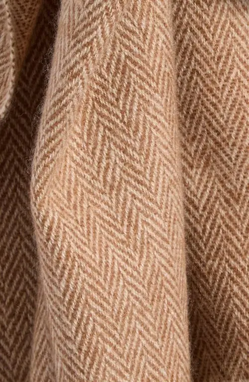 Vince Herringbone Cashmere Fringe Scarf - Walnut