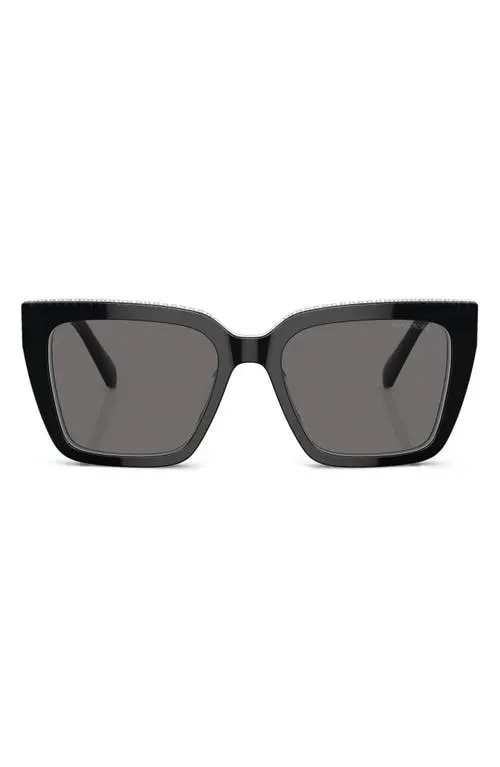 SWAROVSKI 54mm Oversize Square Sunglasses - Black