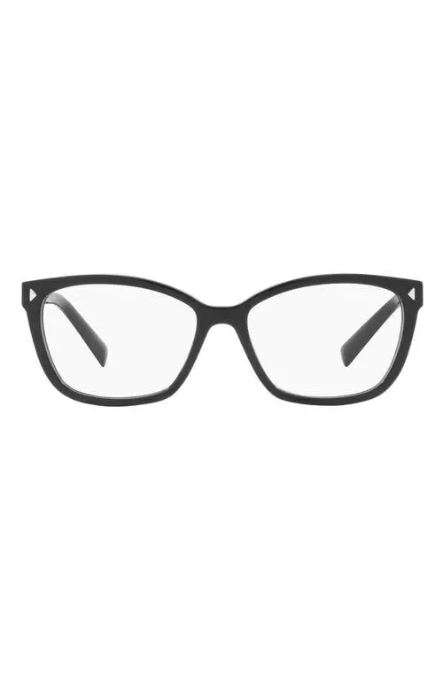 Prada 57mm Rectangular Eyeglasses - Black