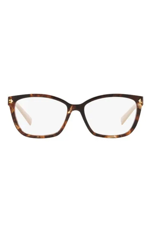 Prada 57mm Rectangular Eyeglasses - Caramel