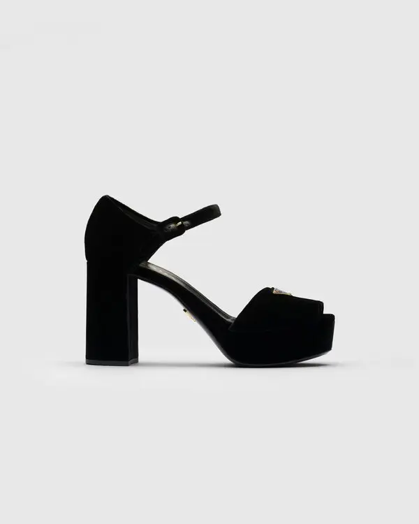 Prada Velvet Platform Sandals