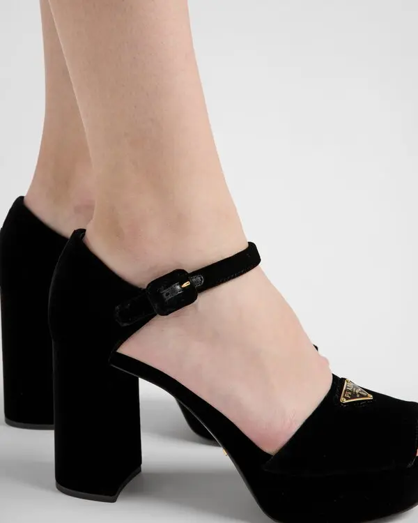Prada Velvet Platform Sandals