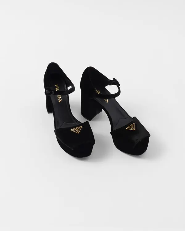 Prada Velvet Platform Sandals