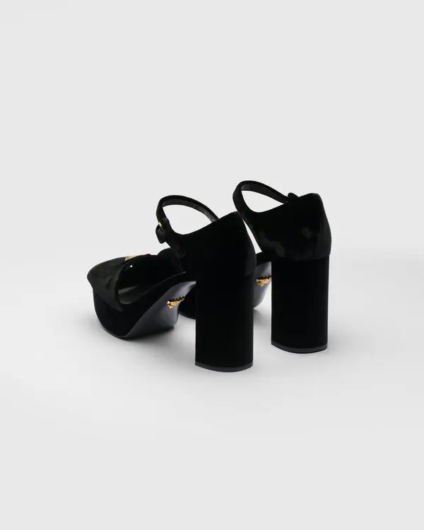 Prada Velvet Platform Sandals
