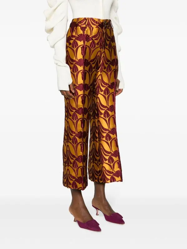 La DoubleJ Hendrix Jacquard Cropped Trousers - Yellow