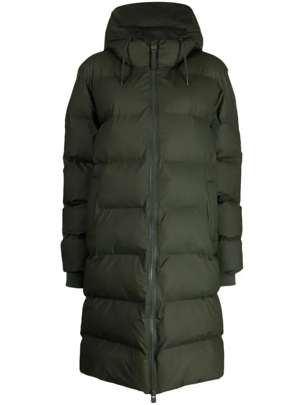 Rains Alta Quilted Padded Coat - Green