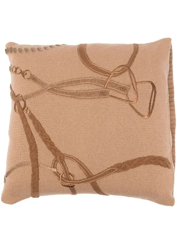 Ralph Lauren Equestrian-motif Knitted Cushion - Brown