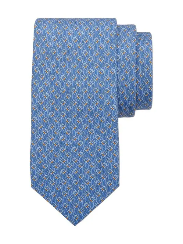 FERRAGAMO Printed Silk Tie - Blue