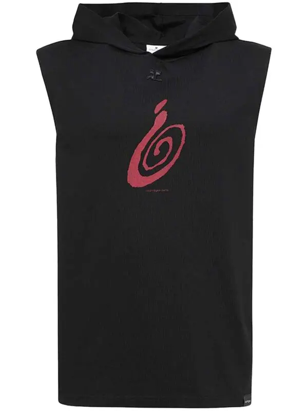 COURREGES Logo-appliqué Sleeveless Hoodie