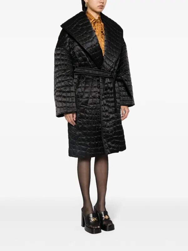 Versace Crocodile-pattern Quilted Coat