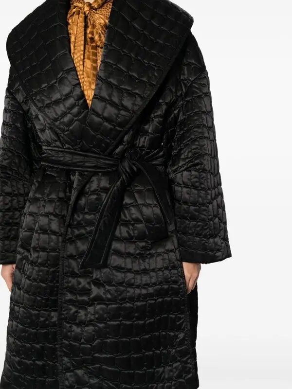 Versace Crocodile-pattern Quilted Coat