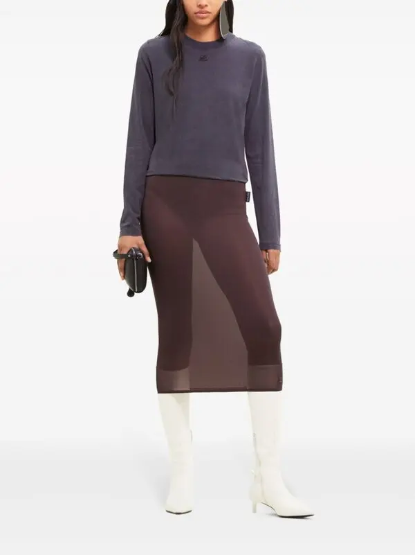 COURREGES Semi-sheer Midi Skirt - Brown