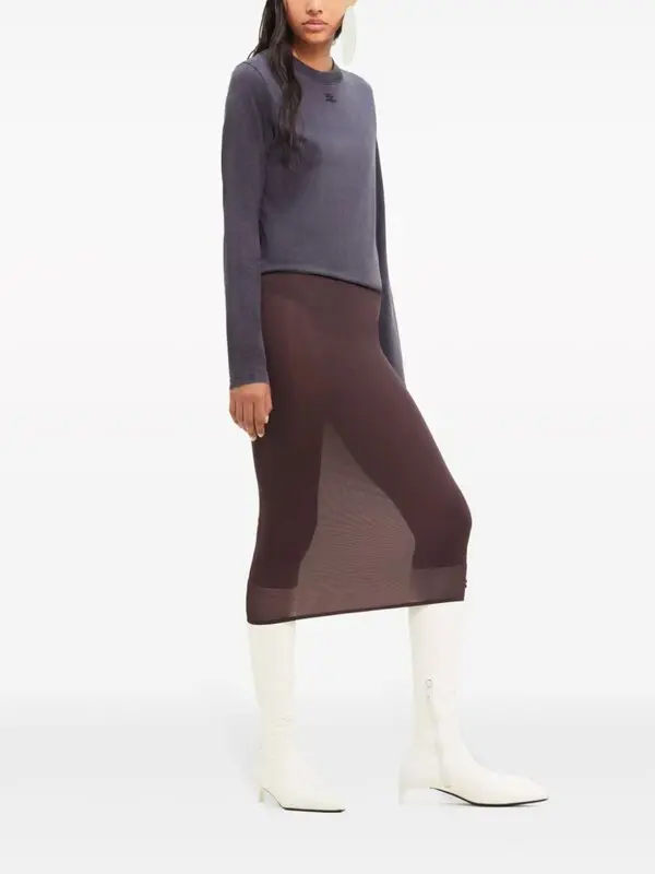 COURREGES Semi-sheer Midi Skirt - Brown