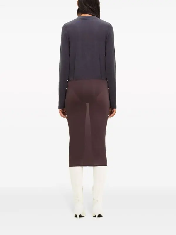 COURREGES Semi-sheer Midi Skirt - Brown