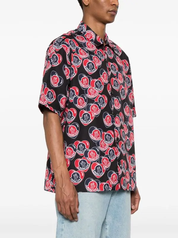 Moncler Heart Logo-print Cotton Shirt - Blue