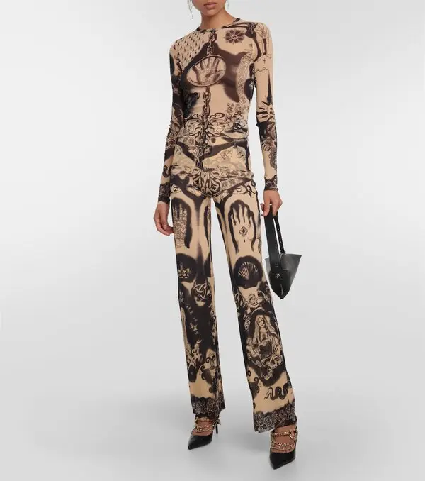 JEAN PAUL GAULTIER Tattoo Collection Printed Mesh Top