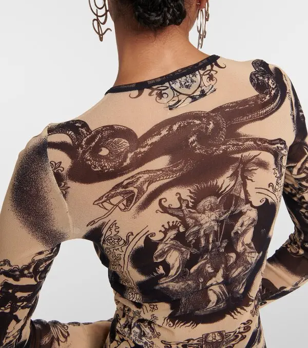 JEAN PAUL GAULTIER Tattoo Collection Printed Mesh Top