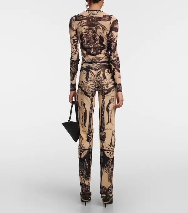 JEAN PAUL GAULTIER Tattoo Collection Printed Mesh Top