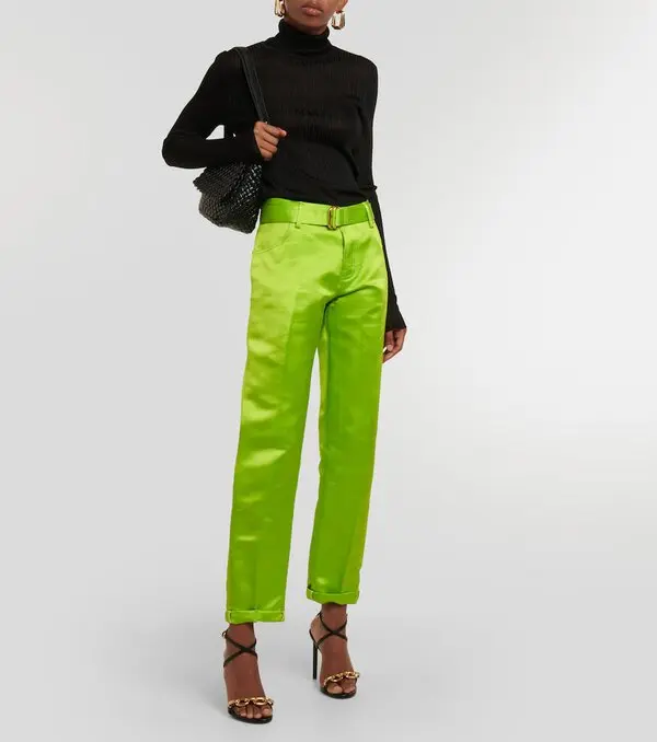TOM FORD Cuffed Silk Straight Pants
