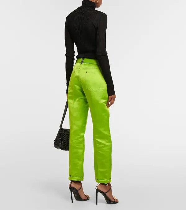 TOM FORD Cuffed Silk Straight Pants