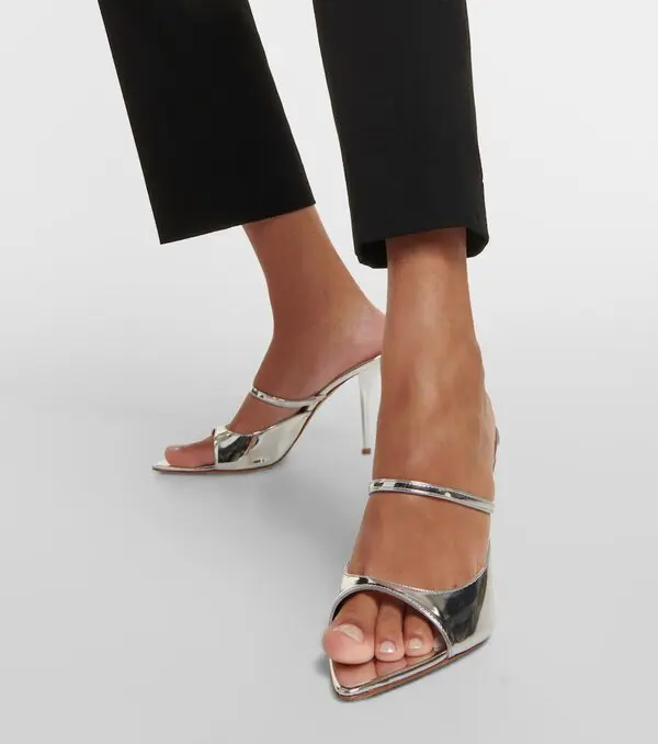 GIA BORGHINI Aimeline Metallic Faux Leather Sandals