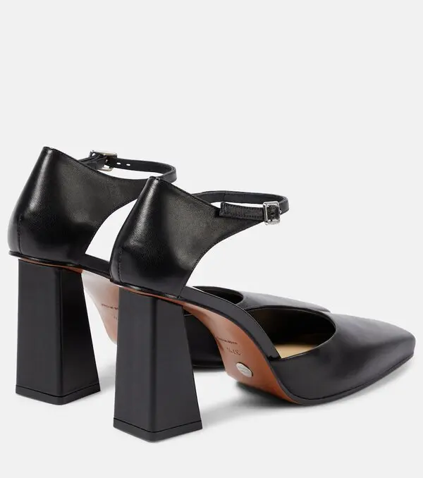 Proenza Schouler Leather Square Toe Pumps With Ankle Strap