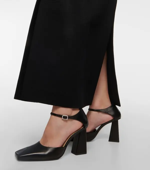 Proenza Schouler Leather Square Toe Pumps With Ankle Strap