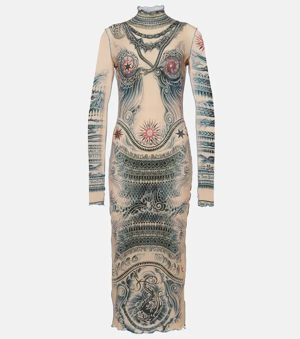 JEAN PAUL GAULTIER Tattoo Collection Sheer Midi Dress